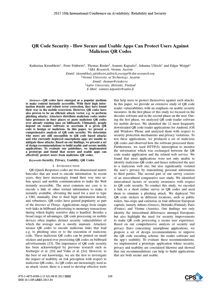 QR Code Security -- How Secure and Usable Apps Can Protect Users ...