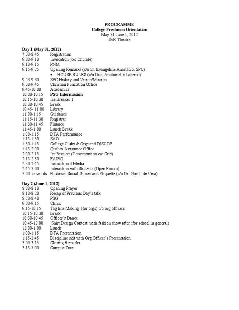 Frosh Orientation FINAL | PDF