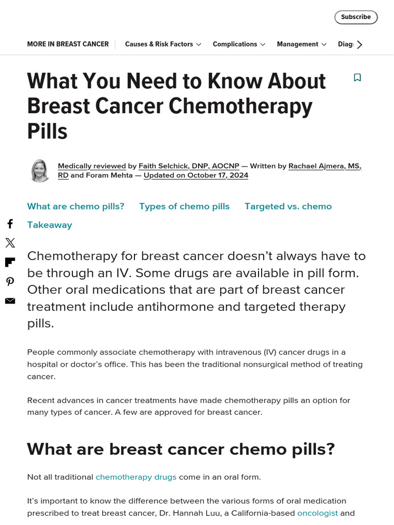 Breast Cancer Chemotherapy Pills - Types, Other Therapies, and More ...