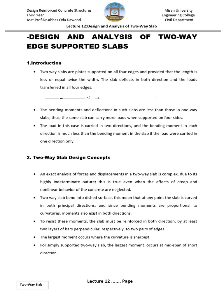 Two-Way Slab Design and Analysis Guide | PDF | Bending | Reinforced ...