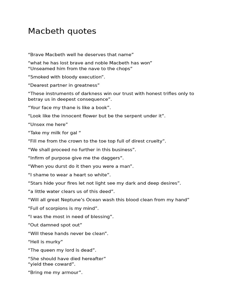 Powerful Quotes from Macbeth | PDF