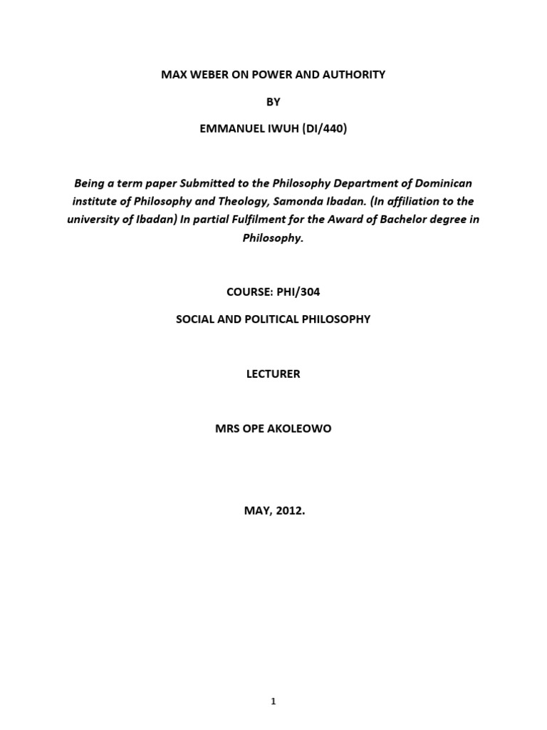 Max Weber On Power and Authority | Download Free PDF | Ethical ...