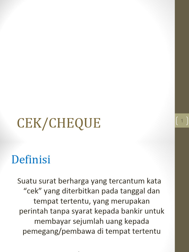 Panduan Lengkap tentang Cek dan Jenisnya | PDF