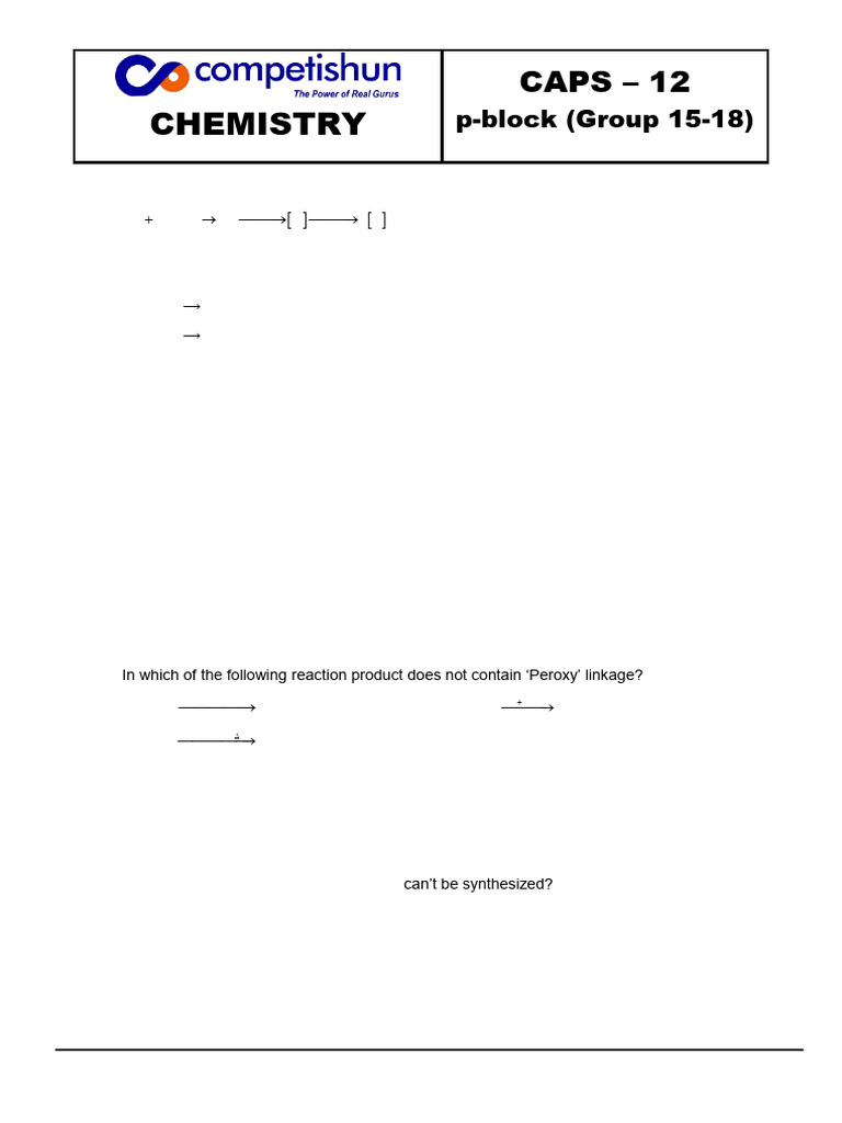JEE Advanced 2025 p-block Chemistry Guide | PDF | Chemical Reactions ...