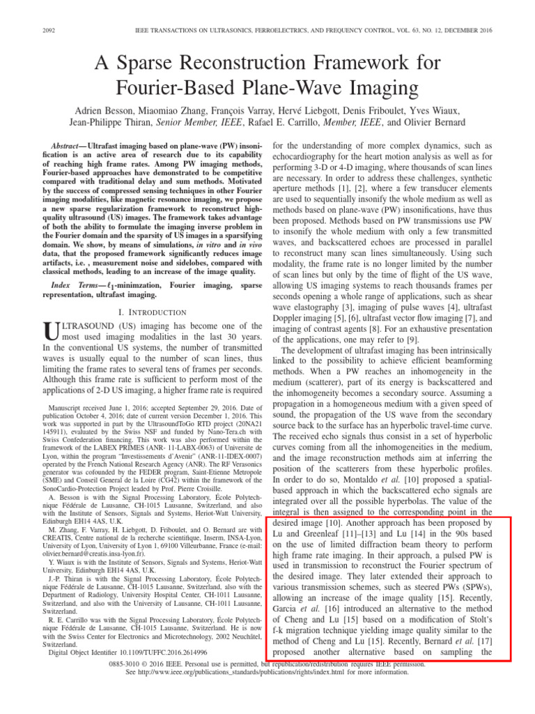 Sparse Framework for Fourier Ultrasound Imaging | PDF | Ultrashort ...
