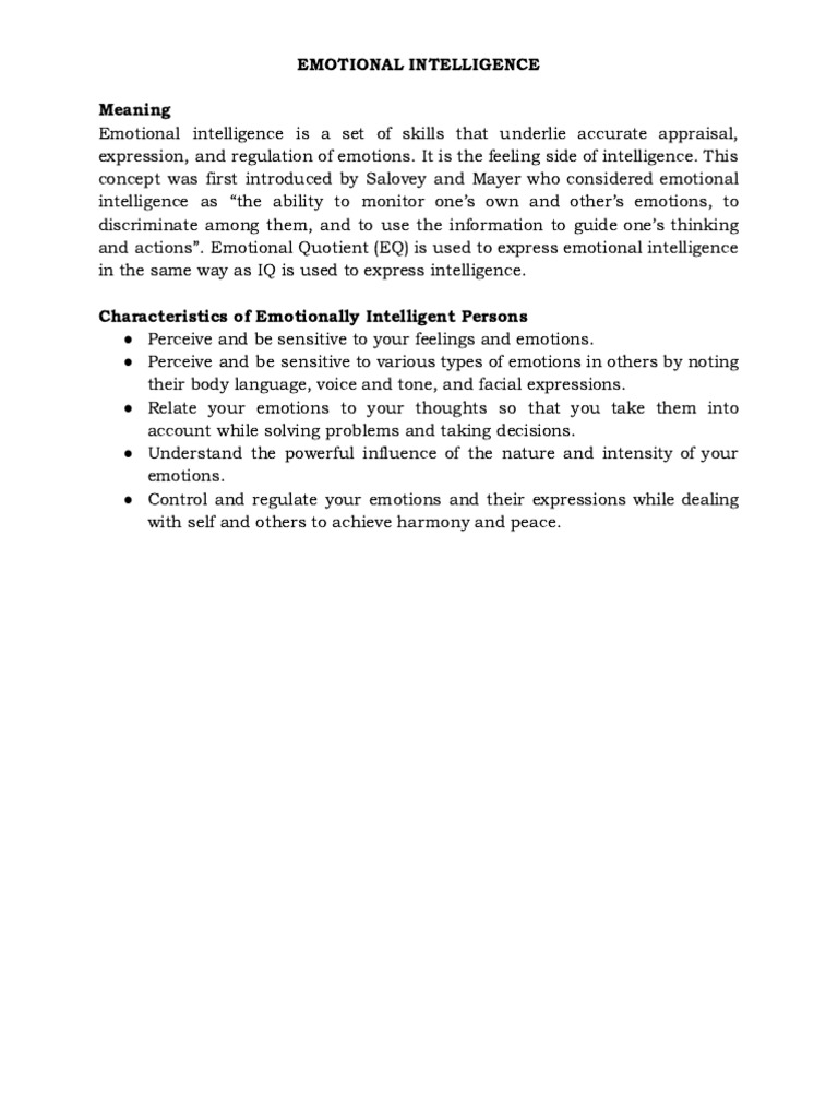 Understanding Emotional Intelligence Skills | PDF
