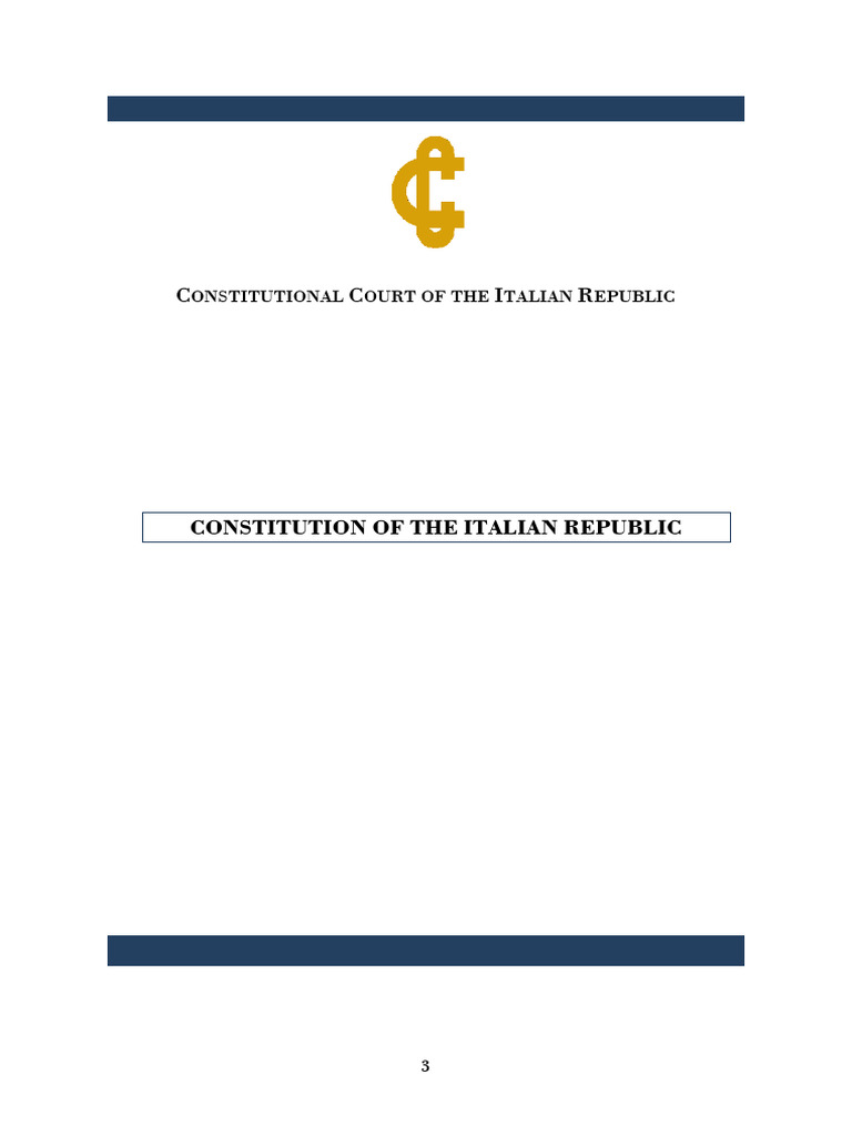 The Constitution of The Italian Republic | PDF | Bill (Law) | Government