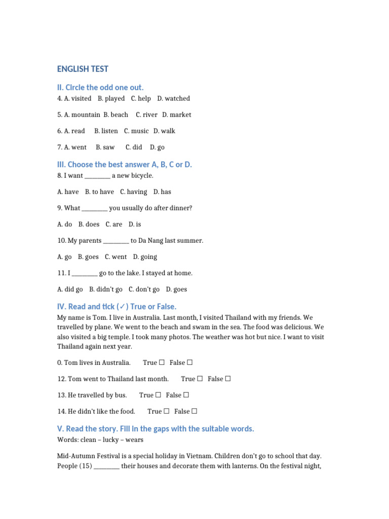 English Language Test Practice | PDF