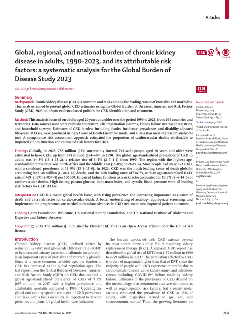 Global, Regional, and National Burden of Chronic Kidney Disease in ...