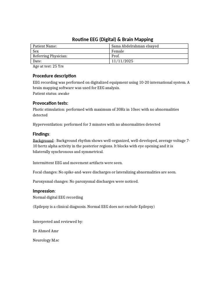Routine EEG Report | PDF