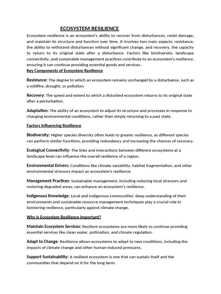 Understanding Ecosystem Resilience Factors | PDF