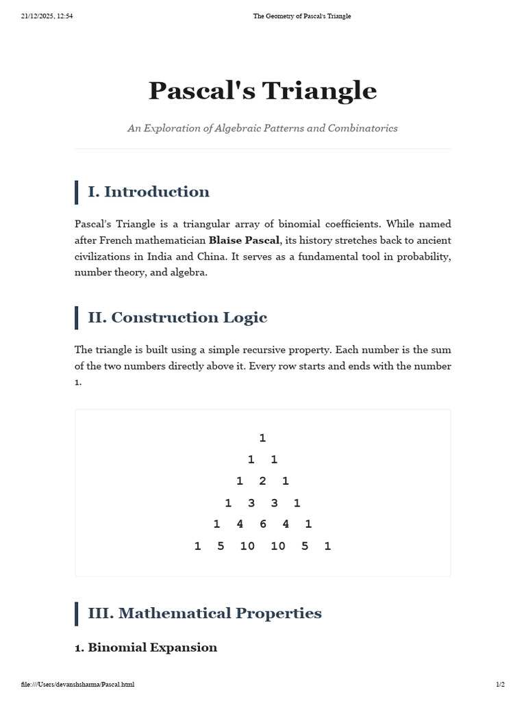 The Geometry of Pascal's Triangle | PDF | Mathematics | Discrete ...