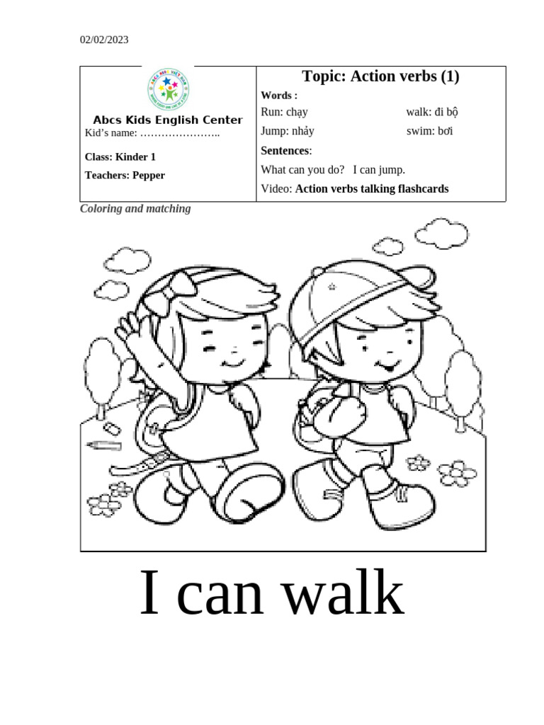 Action Verbs Lesson Plan for Kids | PDF