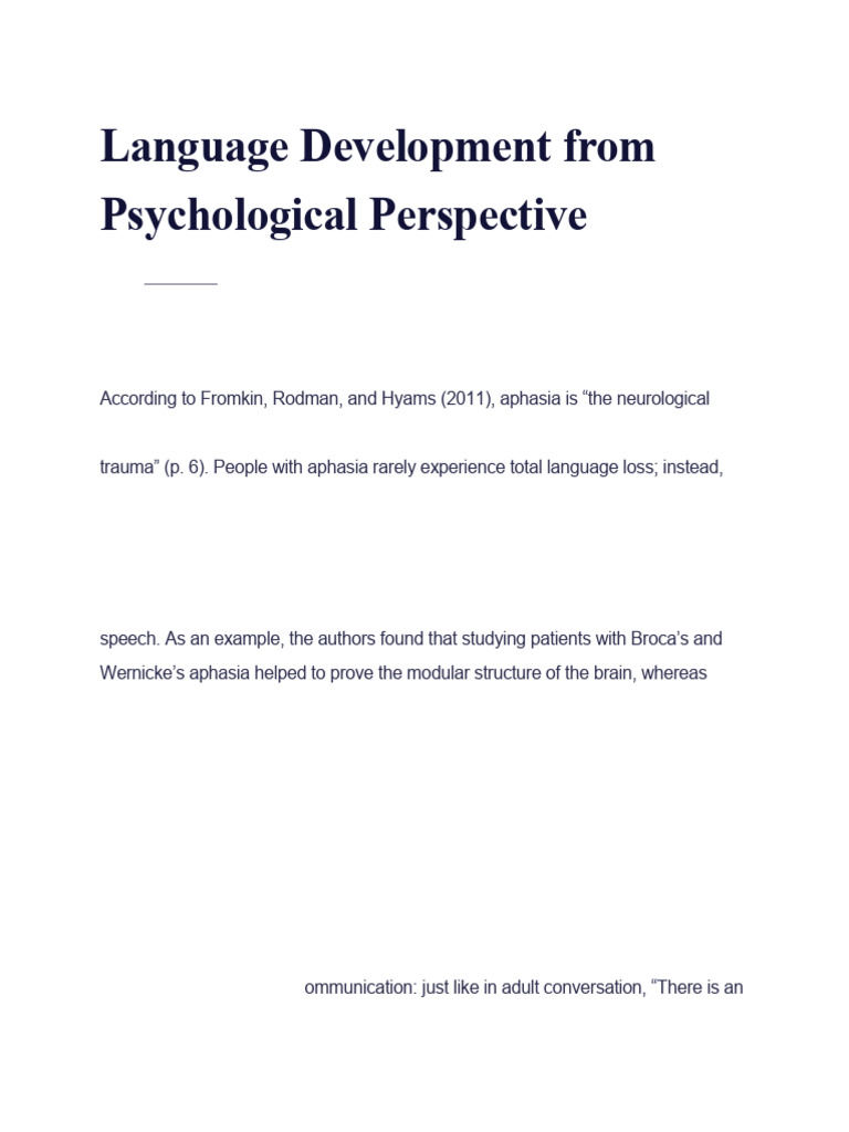 Language Development: Psychological Insights | PDF | Aphasia | Speech