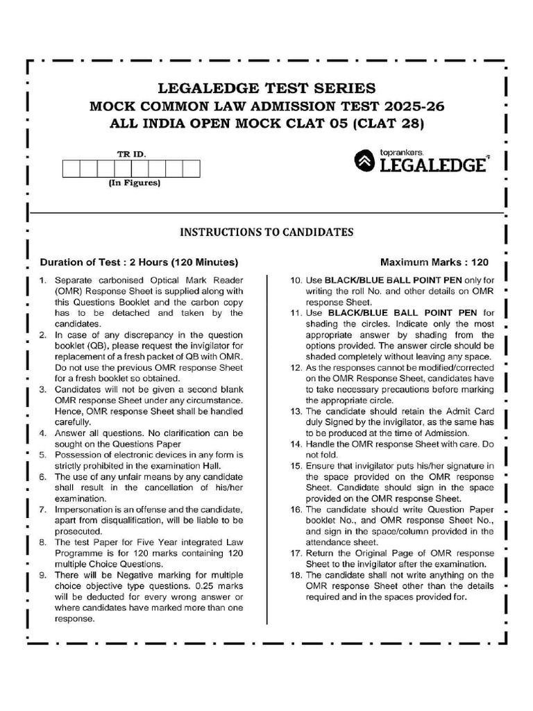 LE CLAT AIOM 05 Mock 28 Questions (2) - Compressed | PDF
