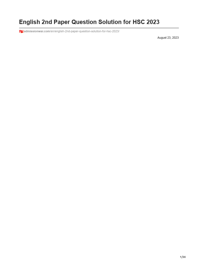 HSC 2023 English 2nd Paper Solutions | PDF