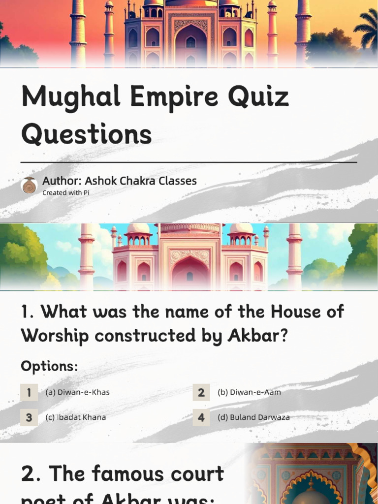 Mughal Empire Quiz Questions and Answers | PDF | Mughal Empire