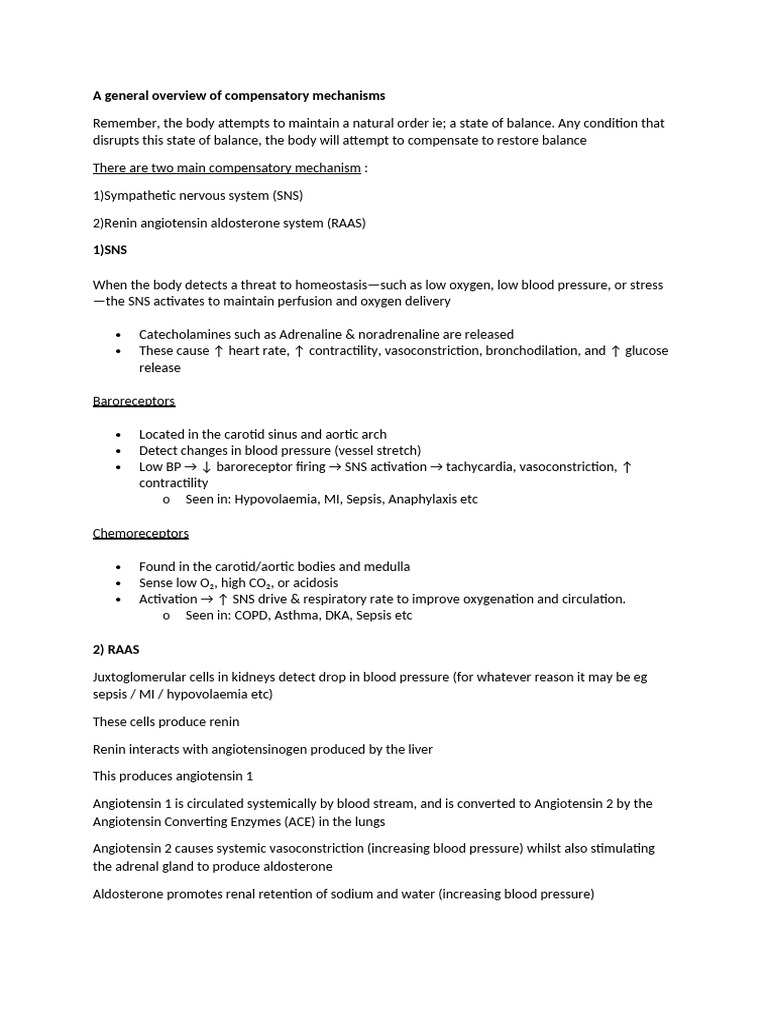 Basic Compensatory Mechanisms Explained | PDF