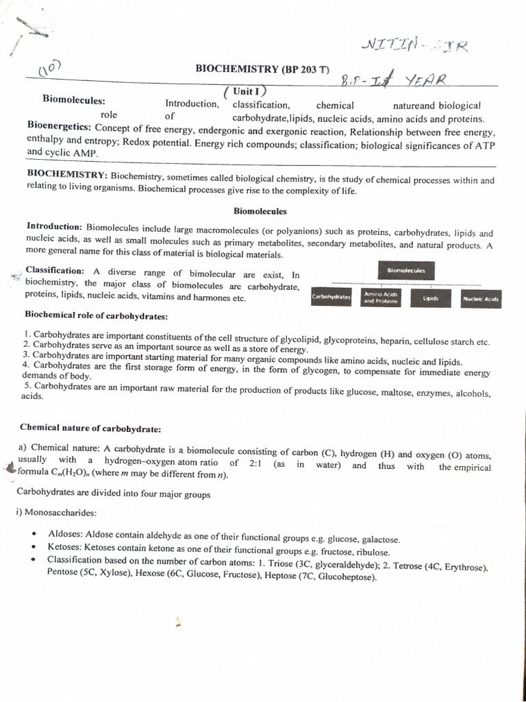 UNIT 1 Biochemistry | PDF