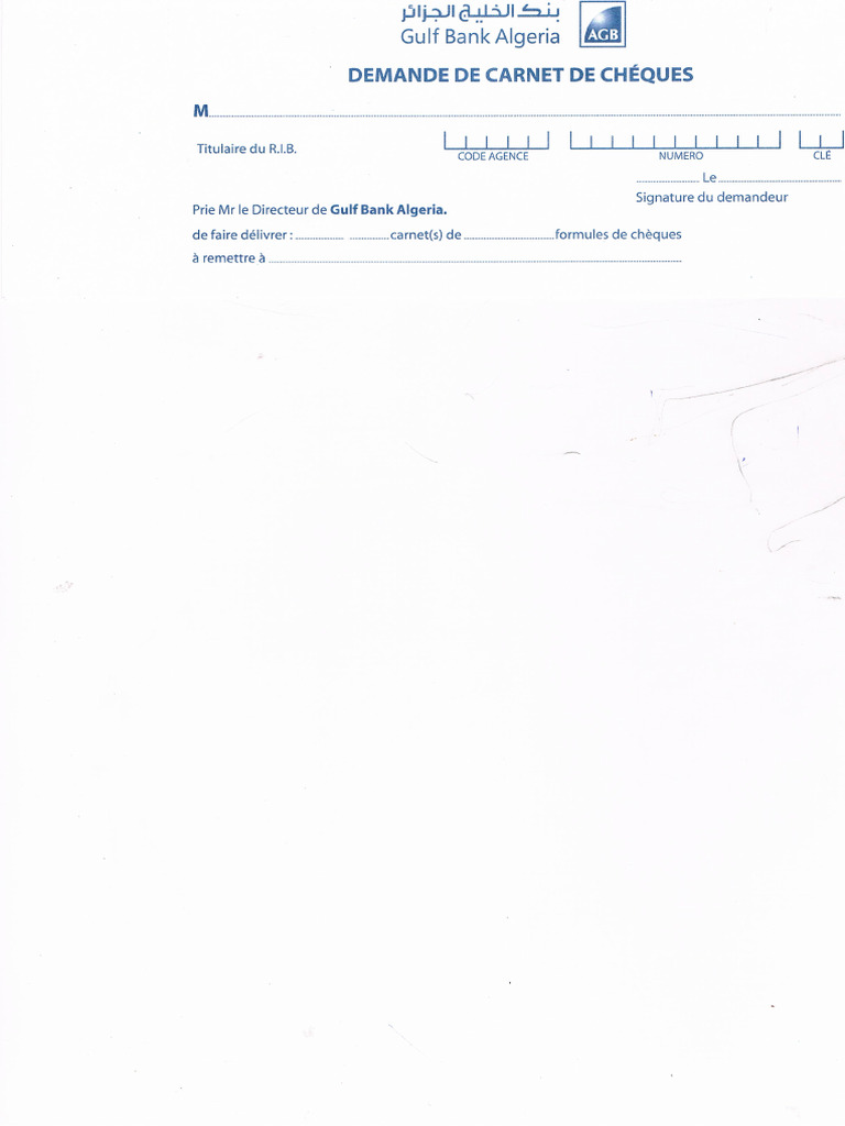 Demande de Carnet Cheque | PDF