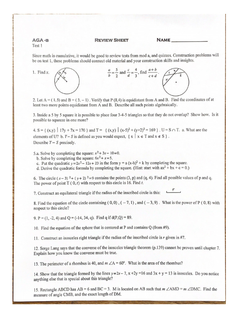 AGA B - Test 1 Rev | PDF