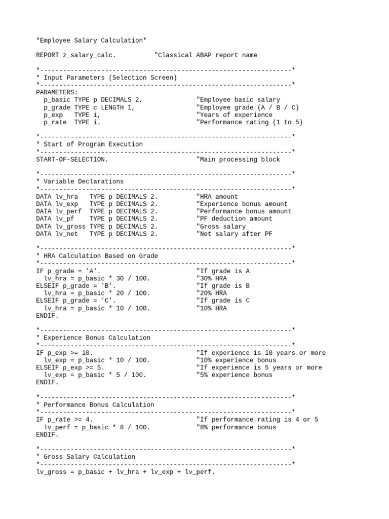 Employee Salary Calculation Report | PDF | Salary | Computer Programming