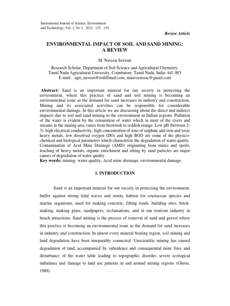 Environmental Impact of Sand Mining | PDF | Mining | Water Quality