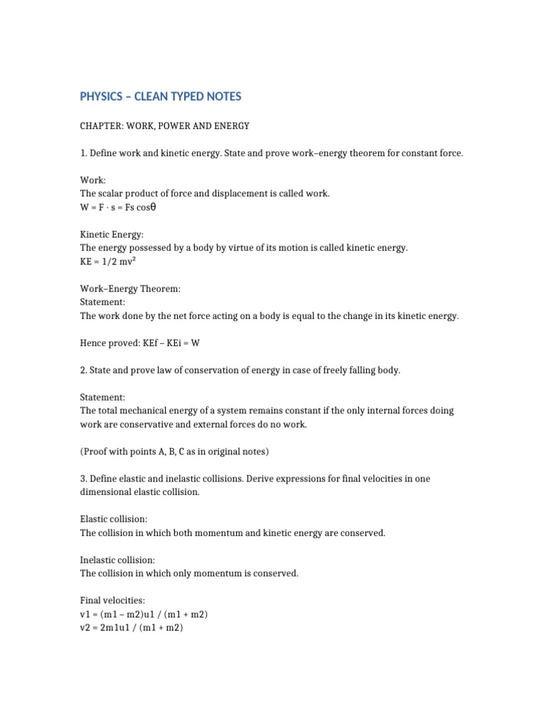 Physics Clean Typed Notes | PDF