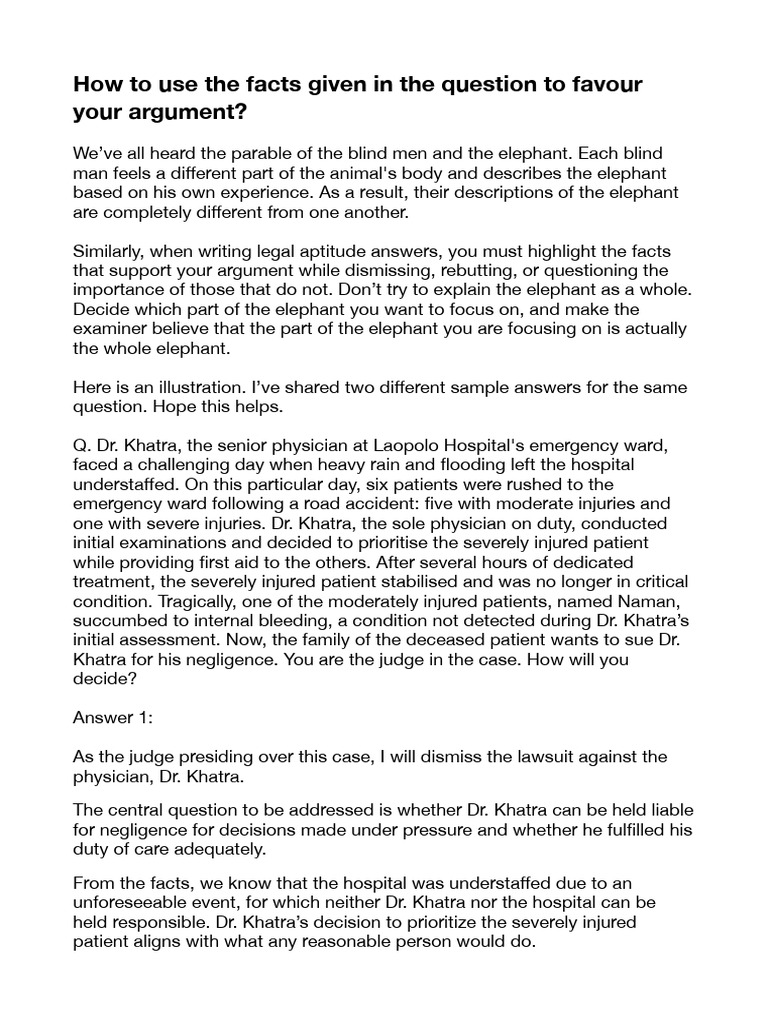 Use Facts in Your Favour | PDF | Emergency Department | Negligence