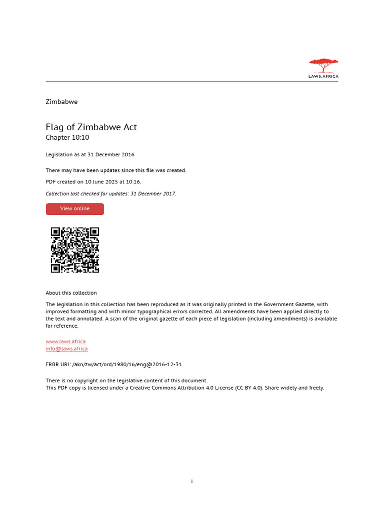 Flag of Zimbabwe Act | PDF | Justice | Crime & Violence