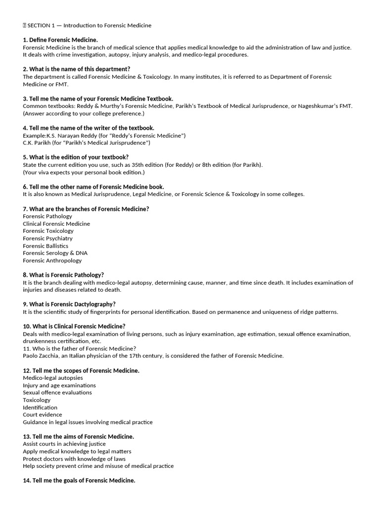 Forensic Medicine Overview and Legal Insights | PDF | Medical ...