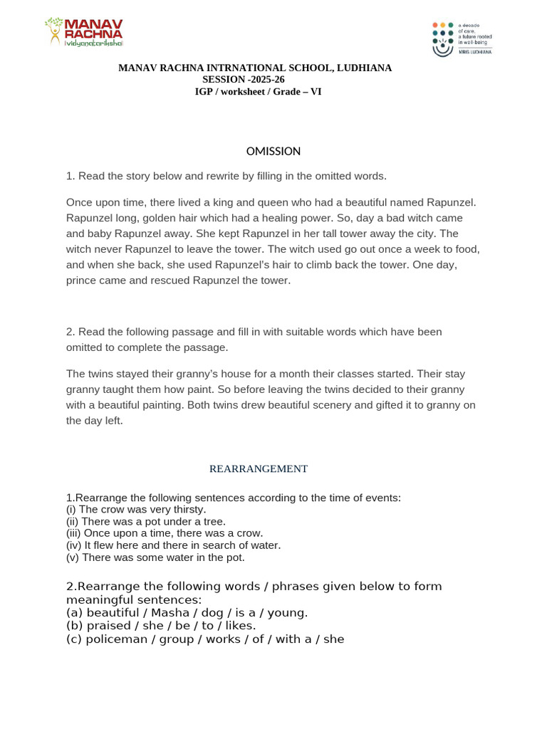 IGP Worksheet VI | PDF | Fairies | Traditional Stories