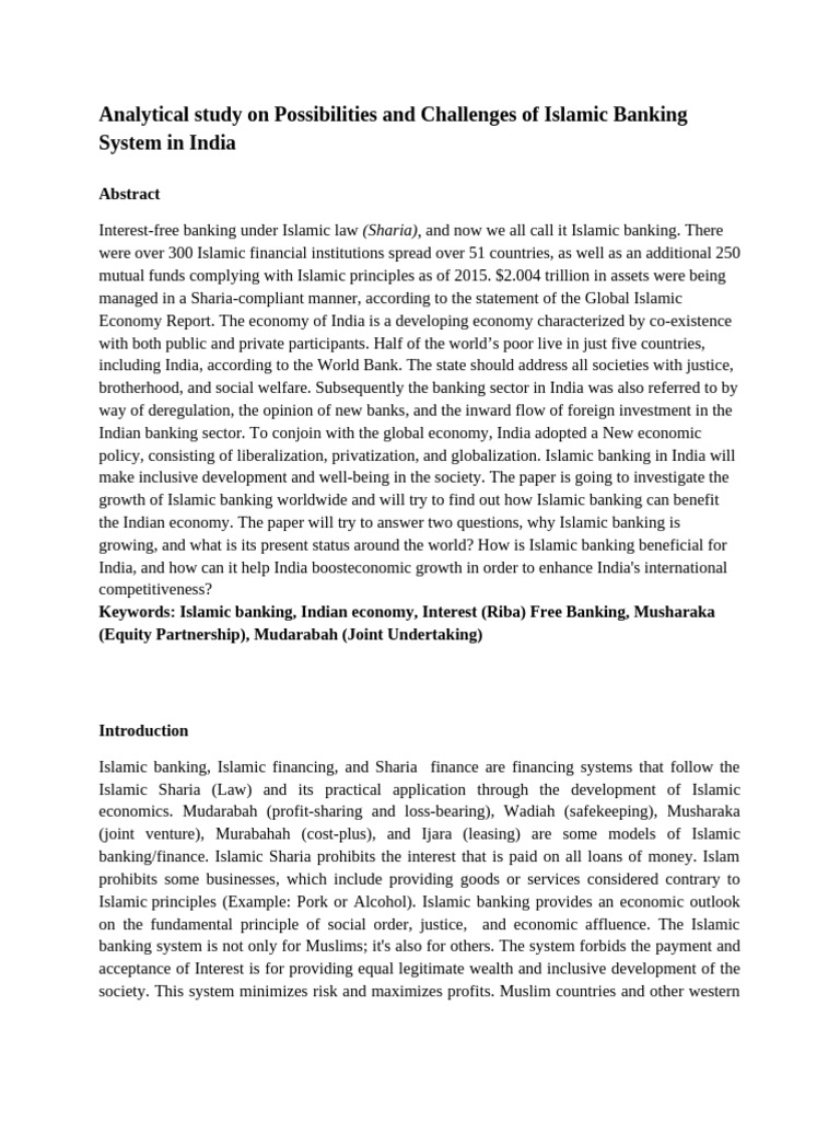 Islamic Banking in India: Growth & Challenges | PDF | Islamic Banking ...