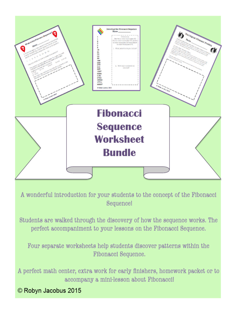 Fibonacci Sequence Worksheets Bundle | PDF | Mathematics