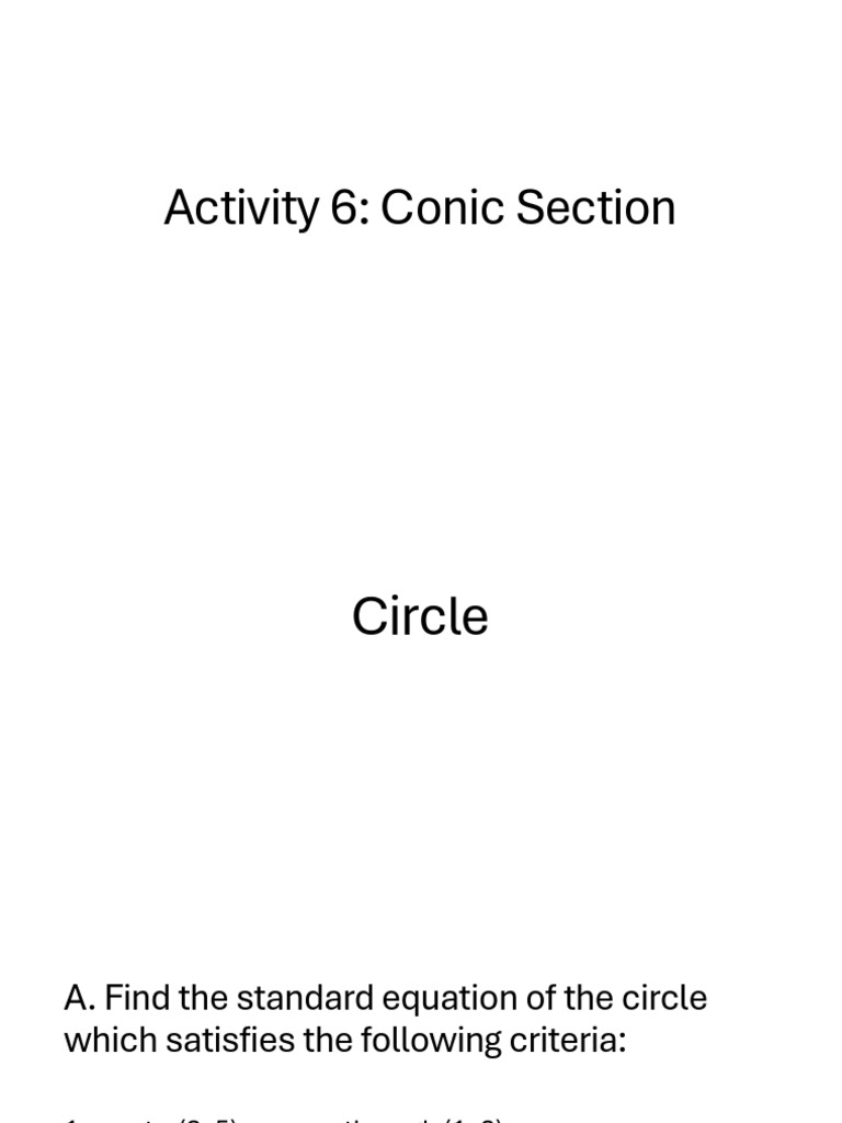 Activity 6 Conic Section | PDF | Circle | Ellipse