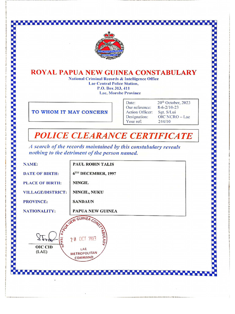 Police Clearance, NID and Vaccination Card | PDF