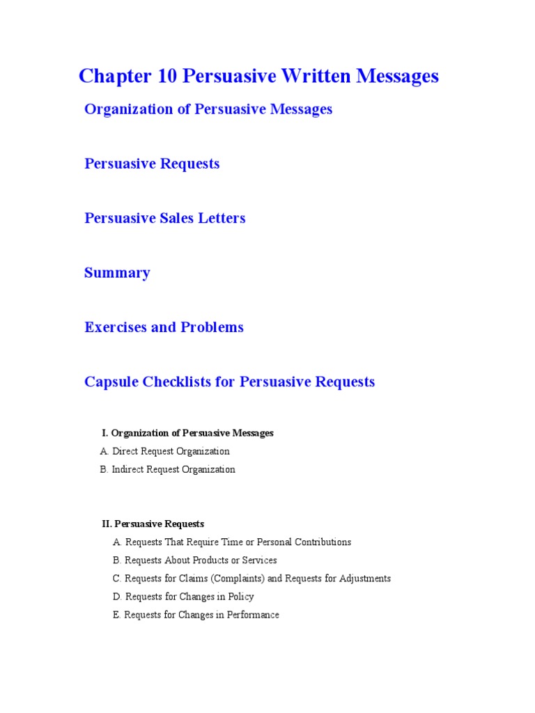 Chapter 10 Persuasive Written Messages | PDF | Persuasion | Sales
