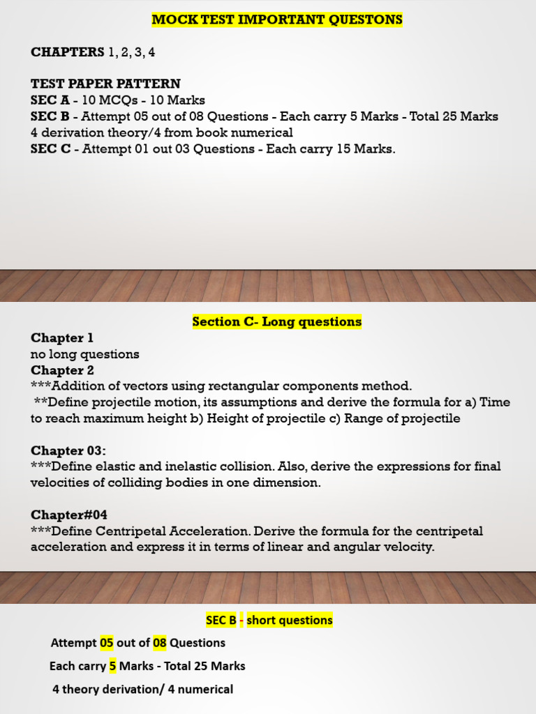 Mock Test Questions and Patterns Guide | PDF