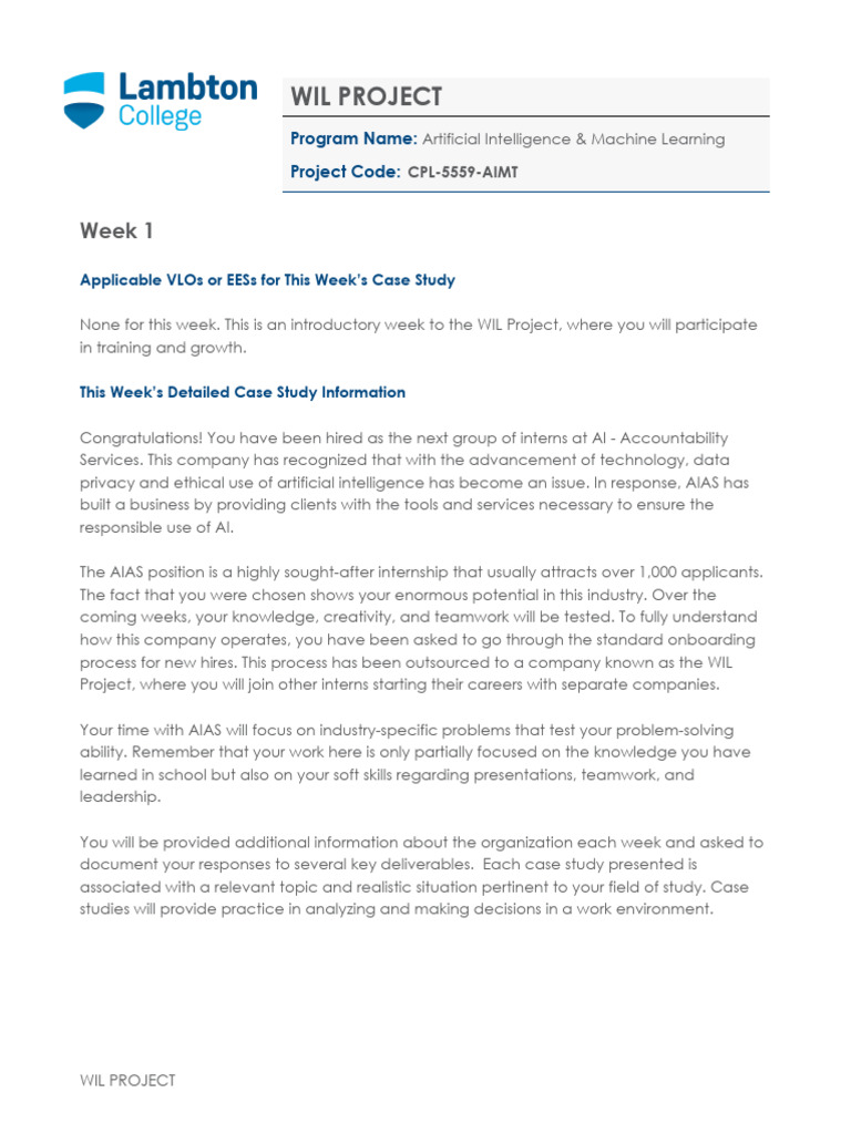 Week 1: WIL Project Onboarding Guide | PDF | Artificial Intelligence ...