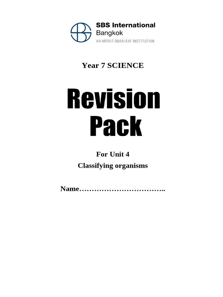 Year 7 Science: Classifying Organisms | PDF | Cell (Biology) | Organisms