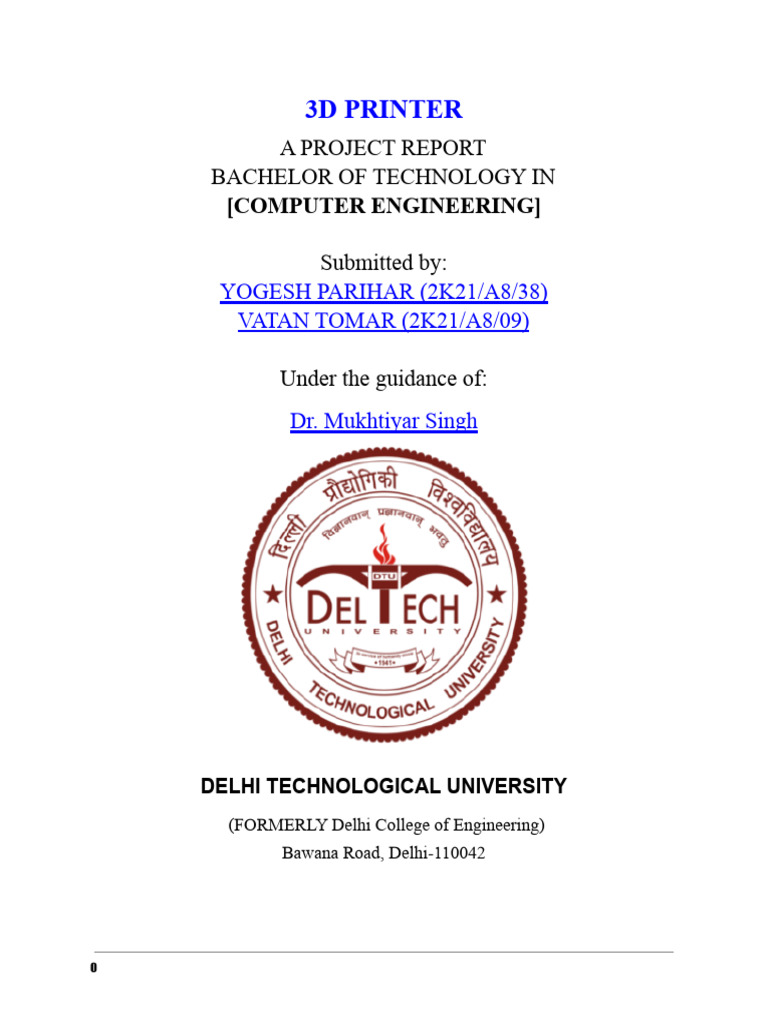 3D Printer Project Report Overview | PDF | Beam (Structure) | 3 D Printing