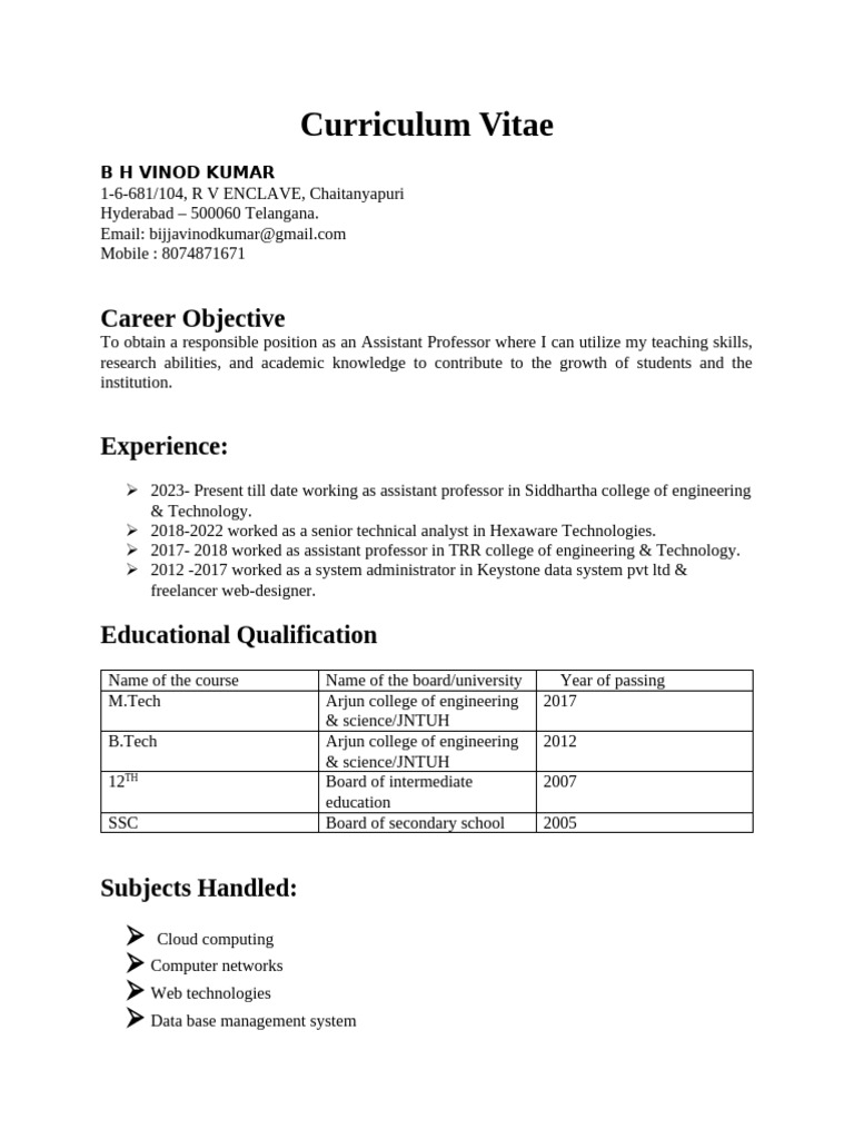 Vinod Resume | PDF