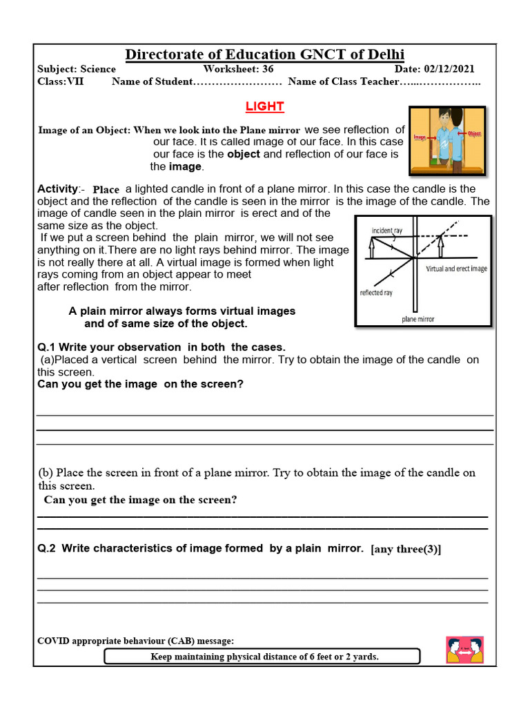 Understanding Images in Plane Mirrors | PDF