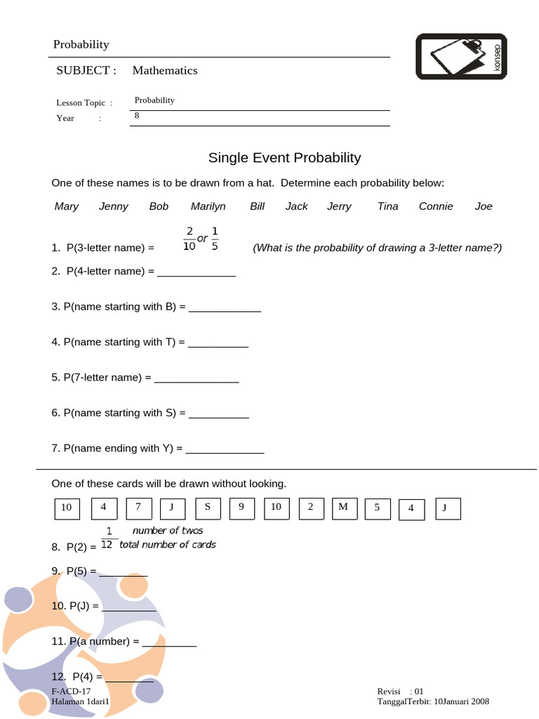 8th Grade Probability Exercises | PDF