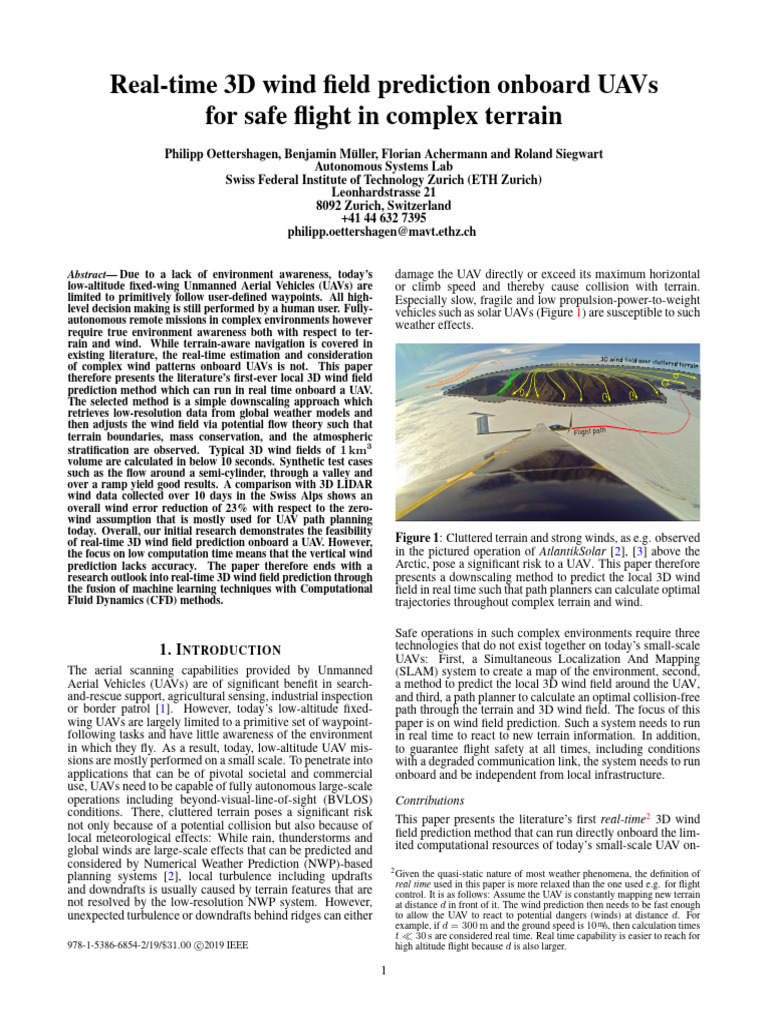 Real-Time 3D Wind Field Prediction Onboard UAVs For Safe Flight in ...