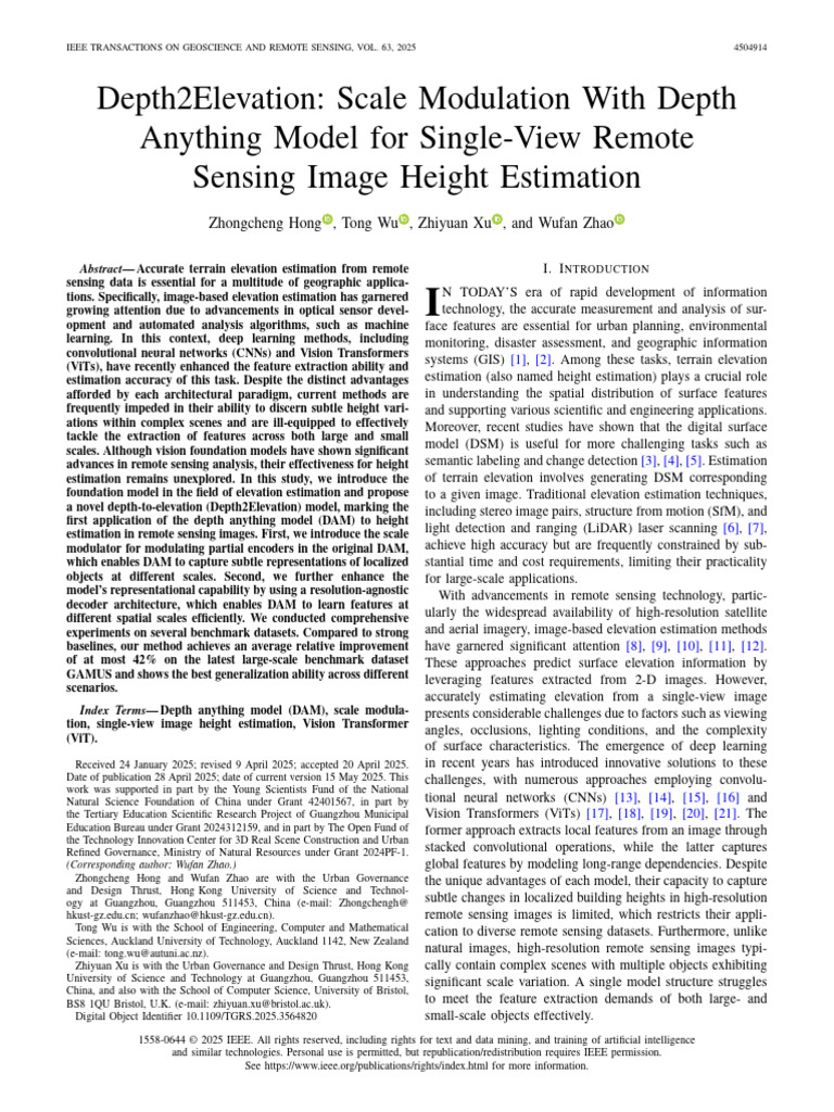 Depth2Elevation Model for Height Estimation | PDF | Lidar | Data ...