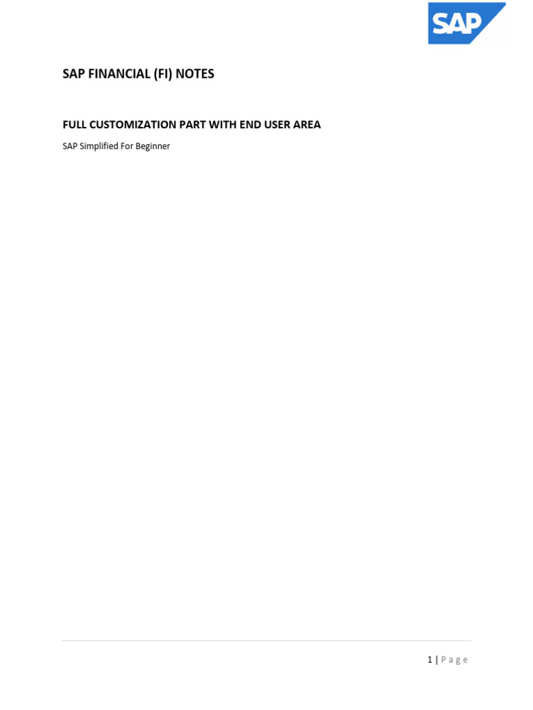 SAP FI Customization Guide for Beginners | PDF
