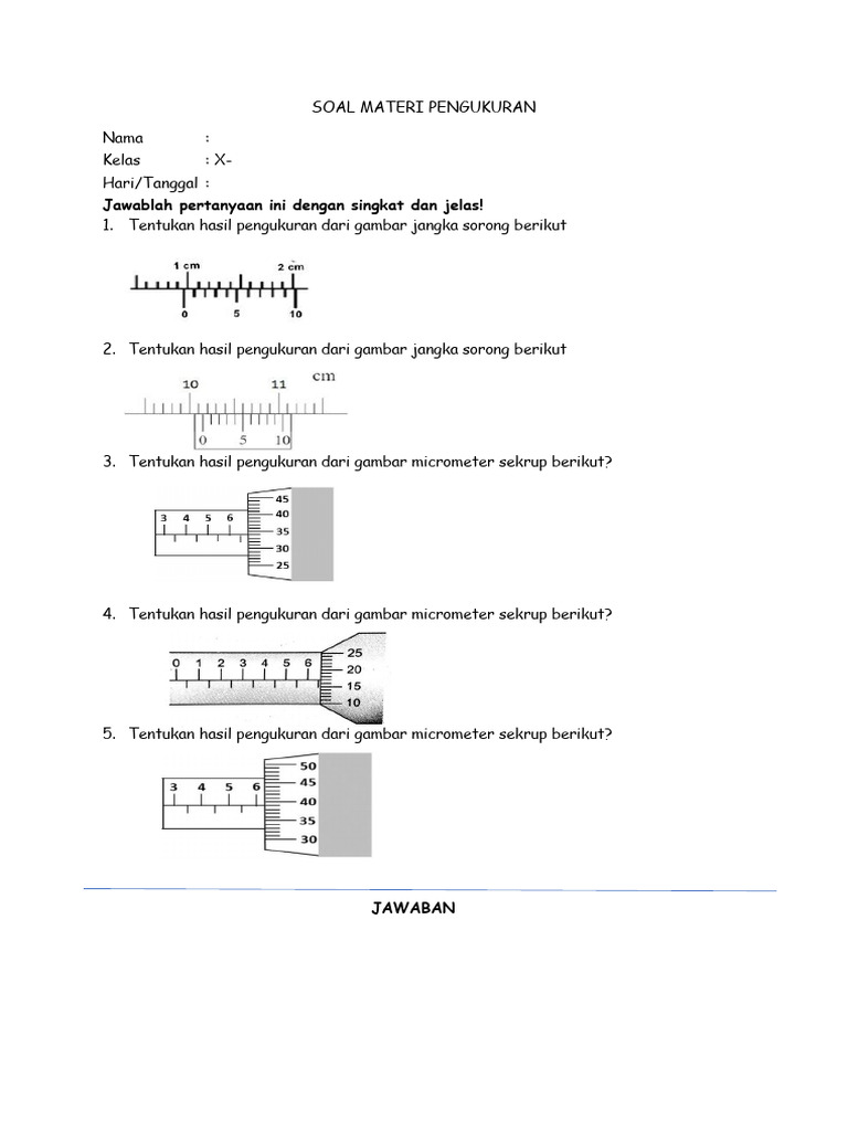 Soal Pengukuran Jangka Sorong dan Micrometer | PDF