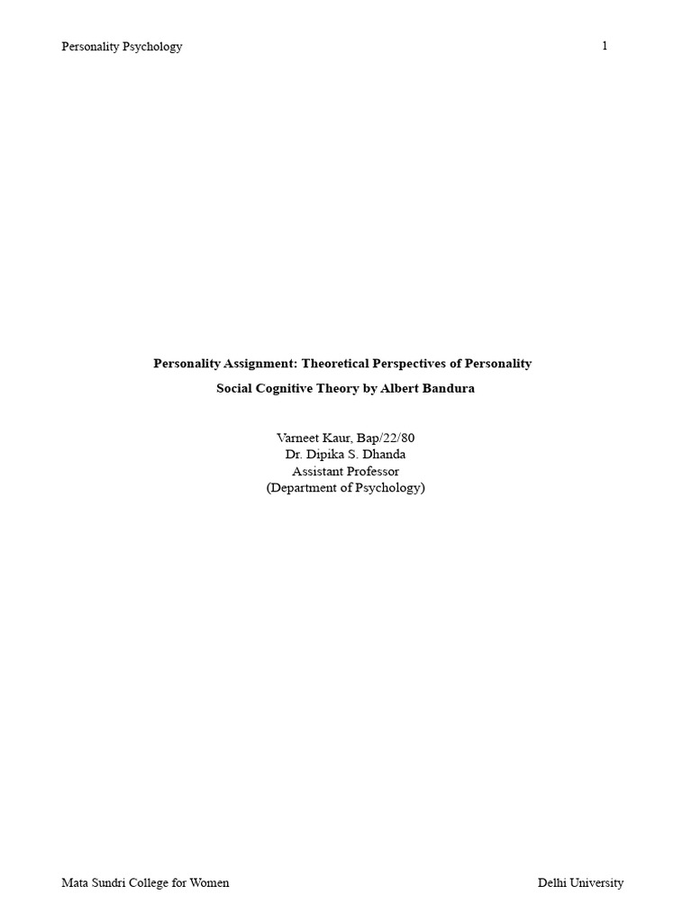 Social Cog Theory New Apa | PDF | Self Efficacy | Mental Processes