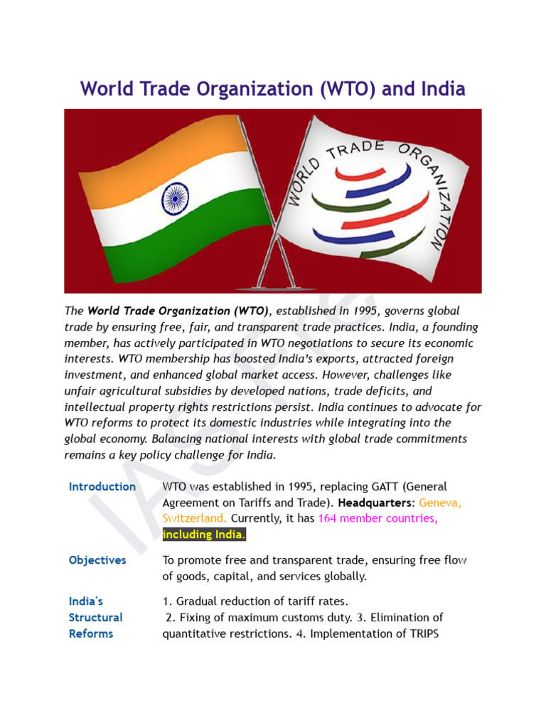WTO's Impact on India's Trade Growth | PDF | World Trade Organization ...